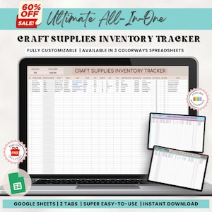 Craft Supplies Inventory Tracker: Editable Google Sheets Spreadsheet - Etsy