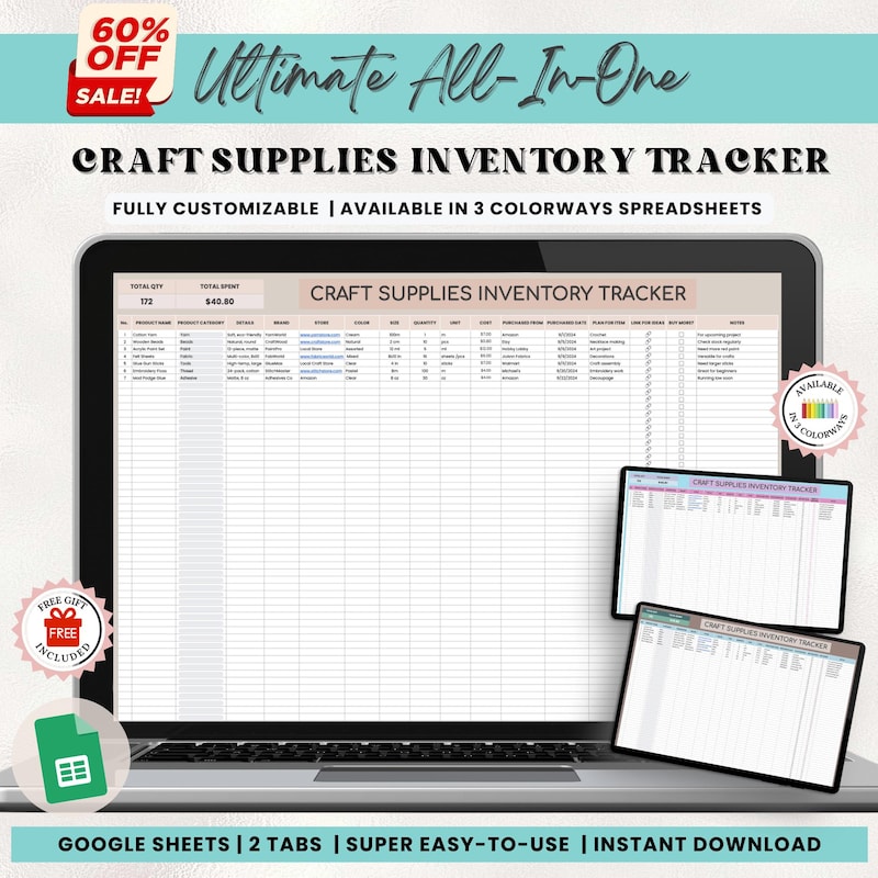 Craft Supply Inventory Sheet - Etsy