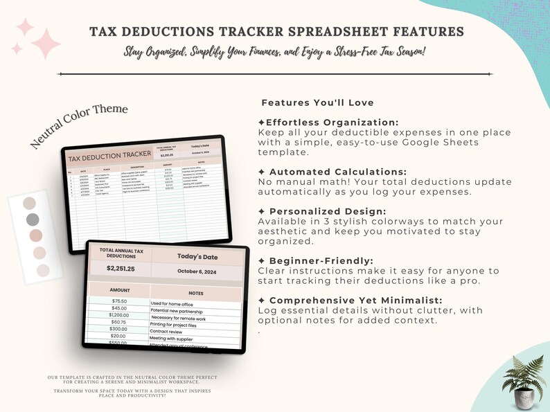 Small Business Tax Deduction Tracker: Google Sheets Template (digital ...