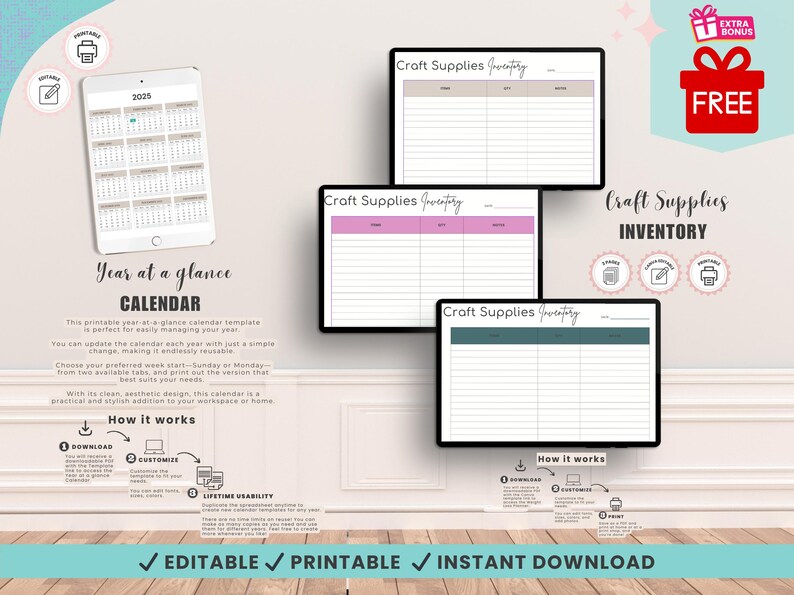 Craft Supplies Inventory Tracker: Editable Google Sheets Spreadsheet - Etsy