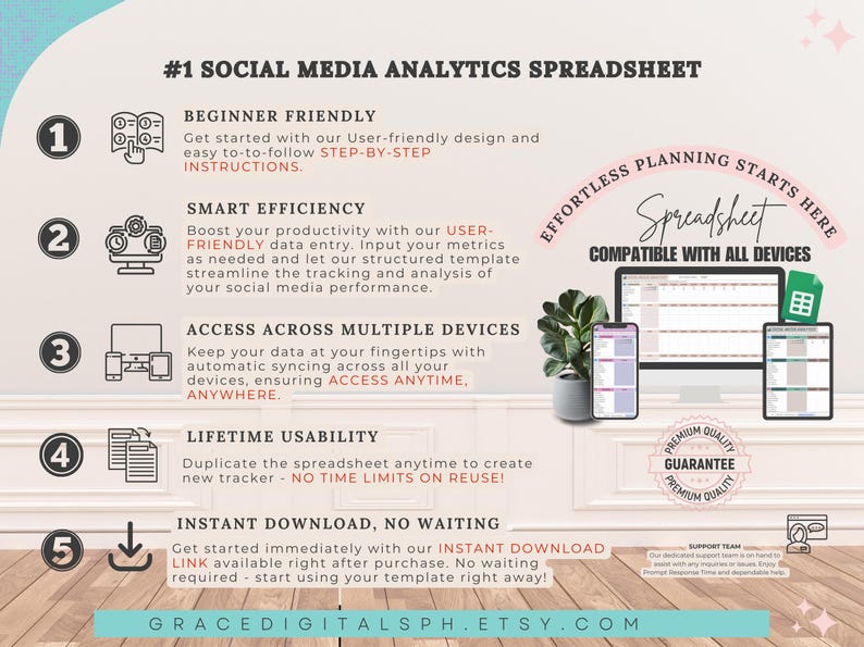 Social Media Analytics Tracker, Google Sheets 12 Month Post Performance ...