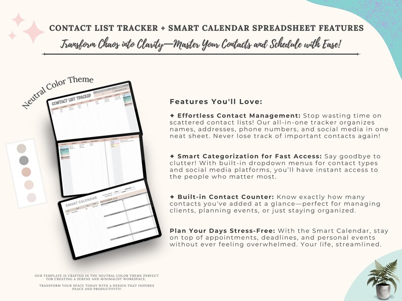 Contact List Tracker: Smart Calendar Google Sheets (digital Download ...