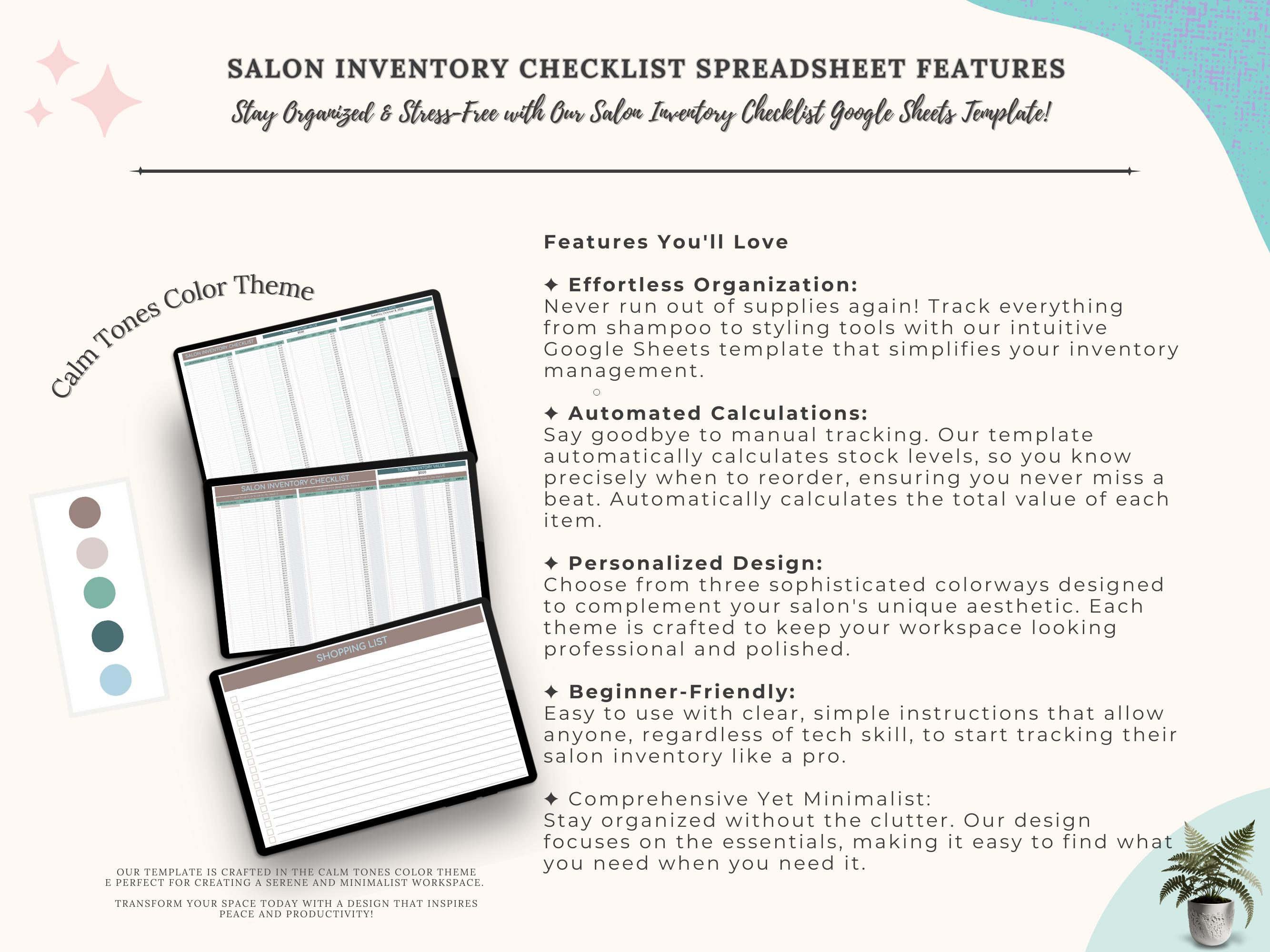 Salon Inventory Template Spreadsheet | Salon Inventory Tracker Log Nail ...