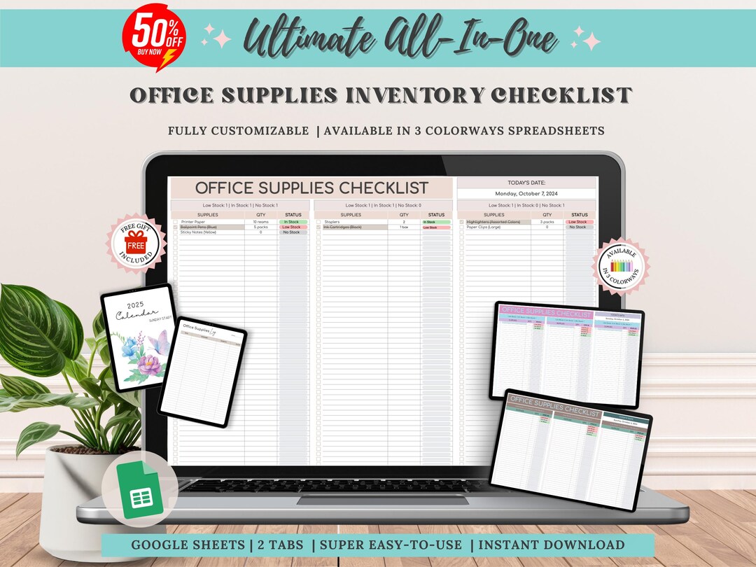 Office Supplies Inventory Checklist Spreadsheets Office Supplies ...