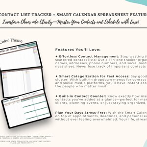 Contact List Tracker: Smart Calendar Google Sheets (digital Download ...