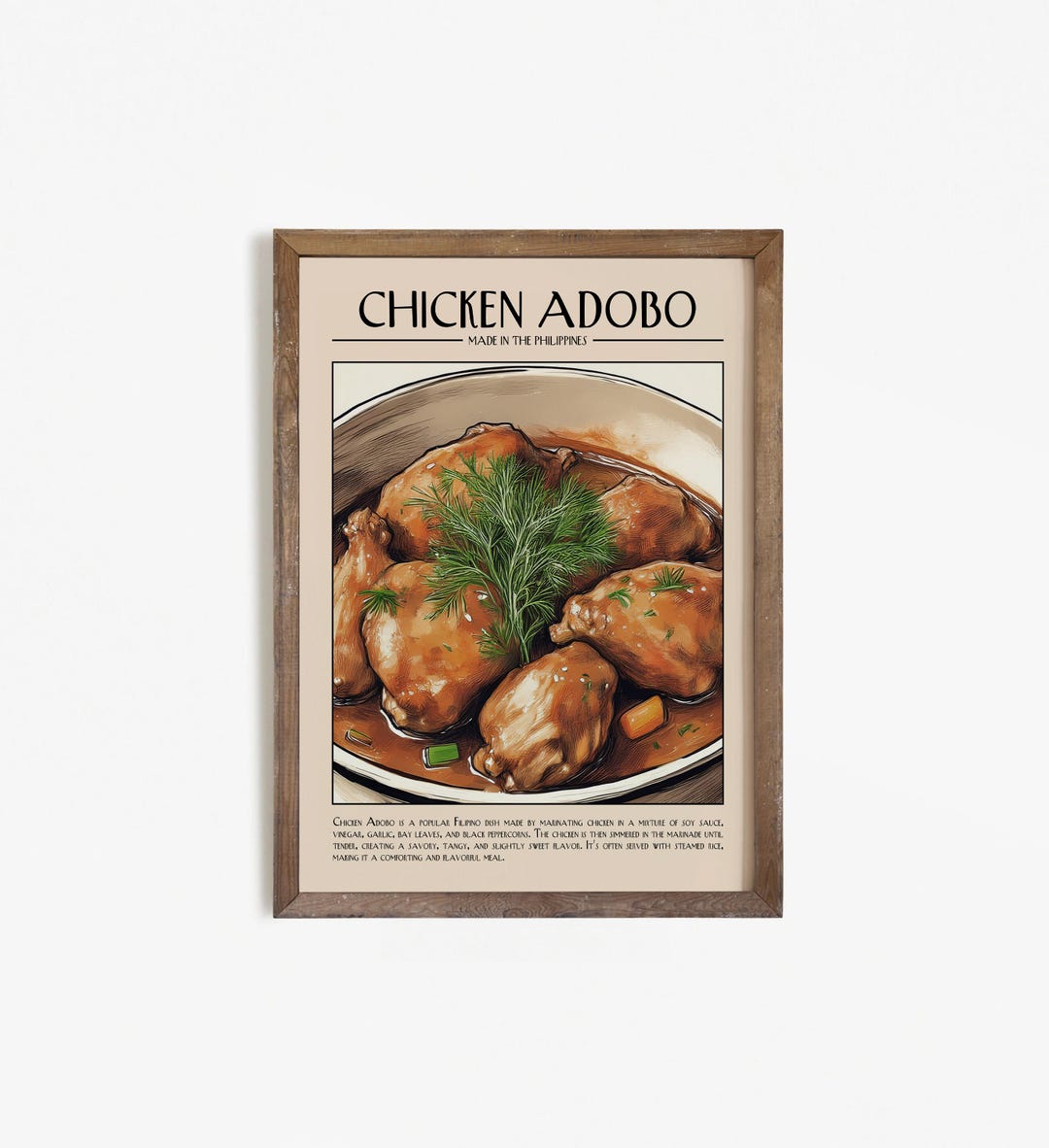 CHICKEN ADOBO Filipino Food Print, Vintage Philippines Poster, Asian ...
