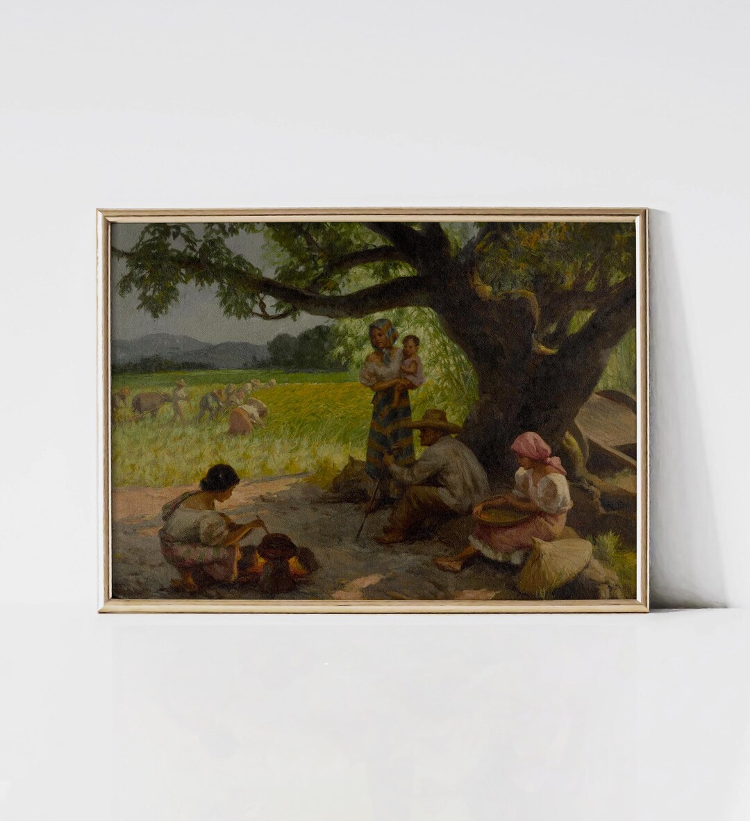 Dinner Under the Mango Tree Painting, Printable Amorsolo Filipino Art ...