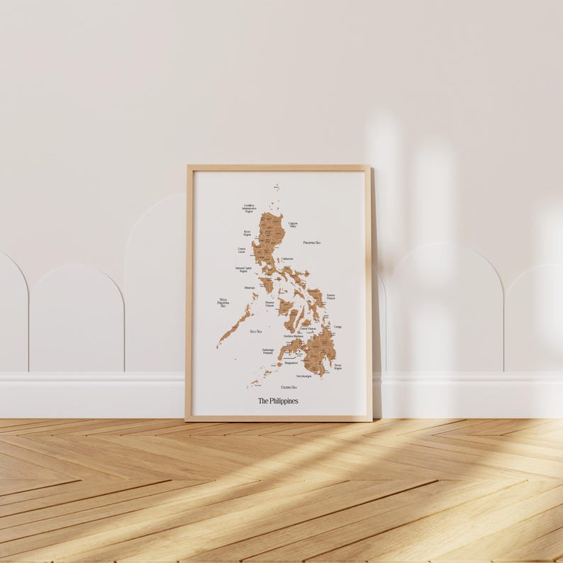 Philippines Map Printable Poster Complete Labels, Philippines Art Print ...