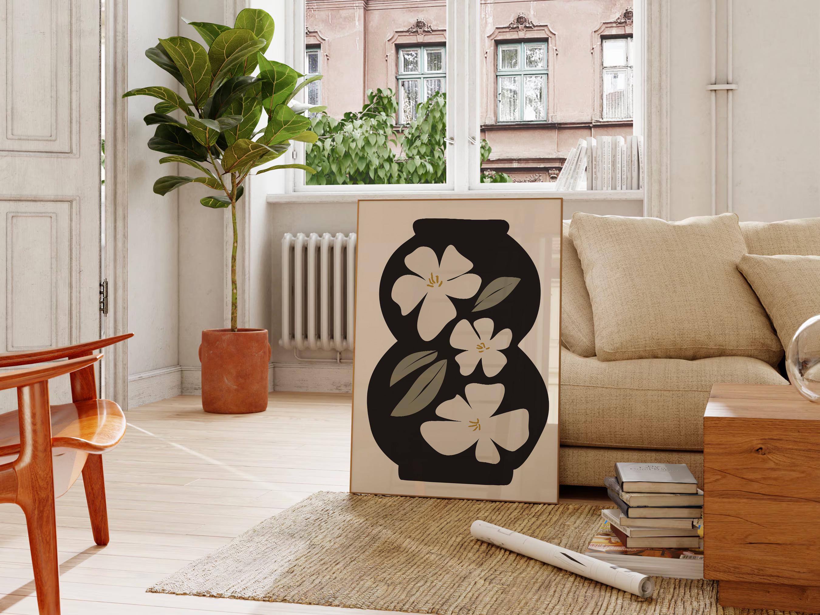 Sampaguita Flower Vase Line Art, Modern Abstract Filipino Wall Art ...
