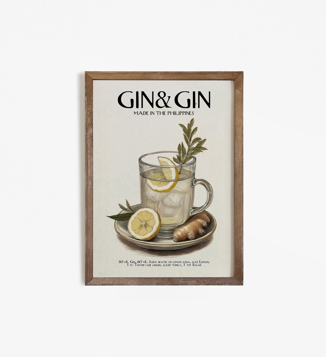 Gin & Gin Cocktail Print: Retro Bar Cart Wall Art (digital Download) - Etsy