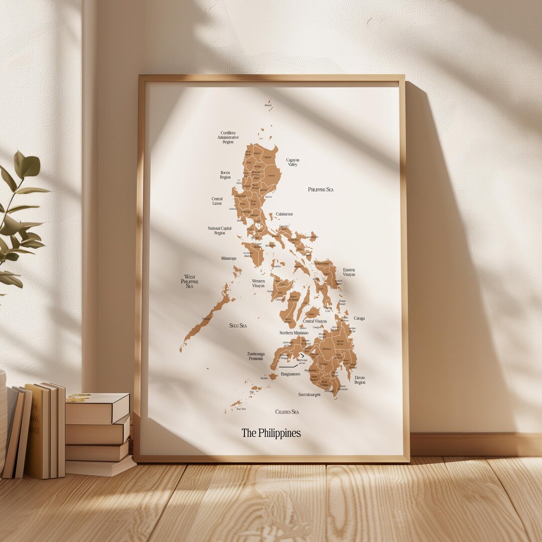 Philippines Map Printable Poster Complete Labels, Philippines Art Print ...