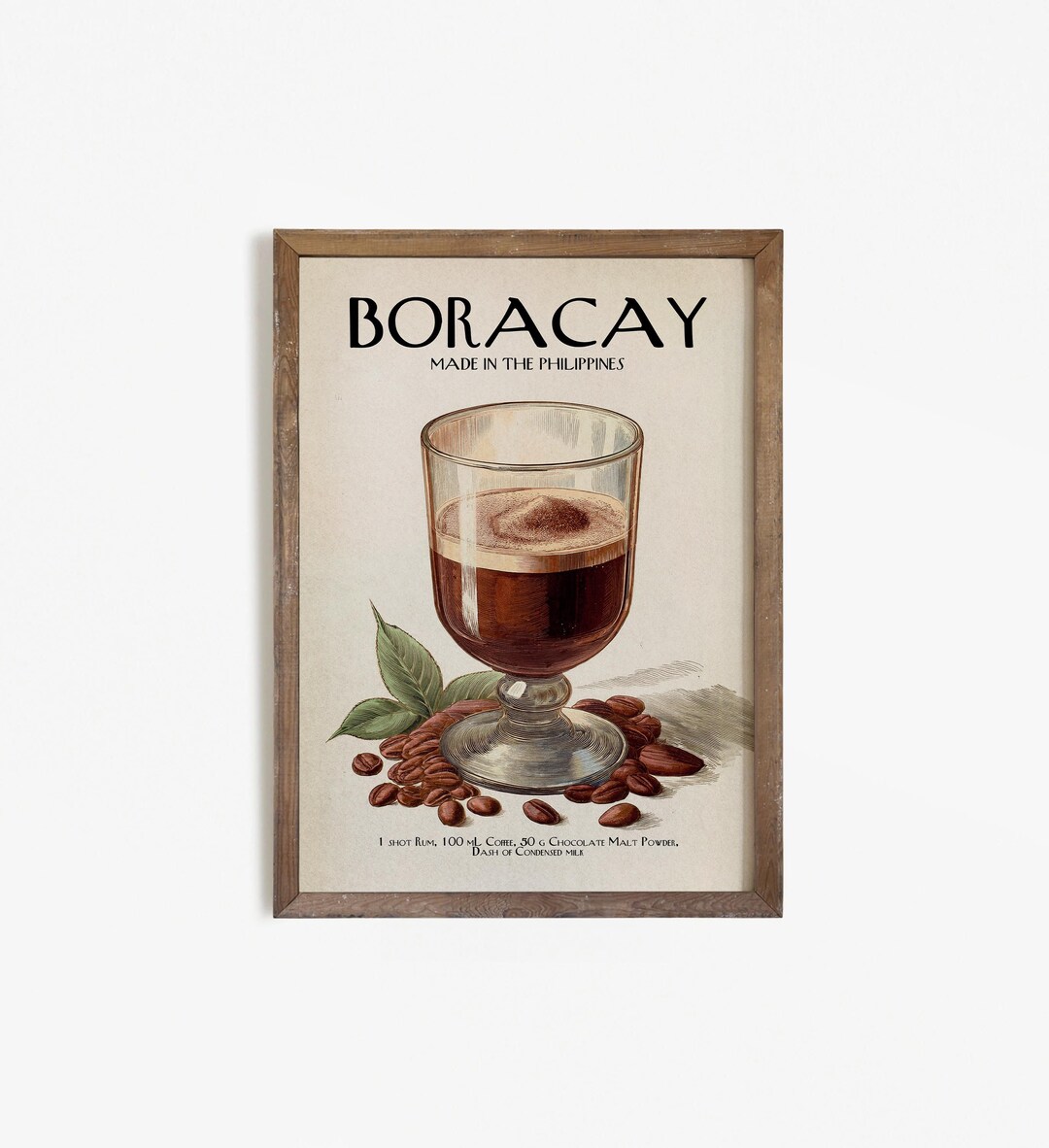 BORACAY Print Cocktail Poster, Retro Cocktail Print, Negroni, Bar Cart ...