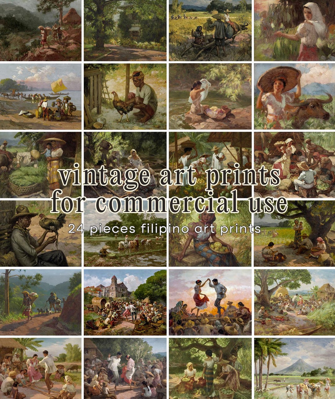 Vintage Painting Set of 24, Classic Art Prints Bundle, Museum Style ...