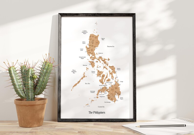 Philippines Map Printable Poster Complete Labels, Philippines Art Print ...