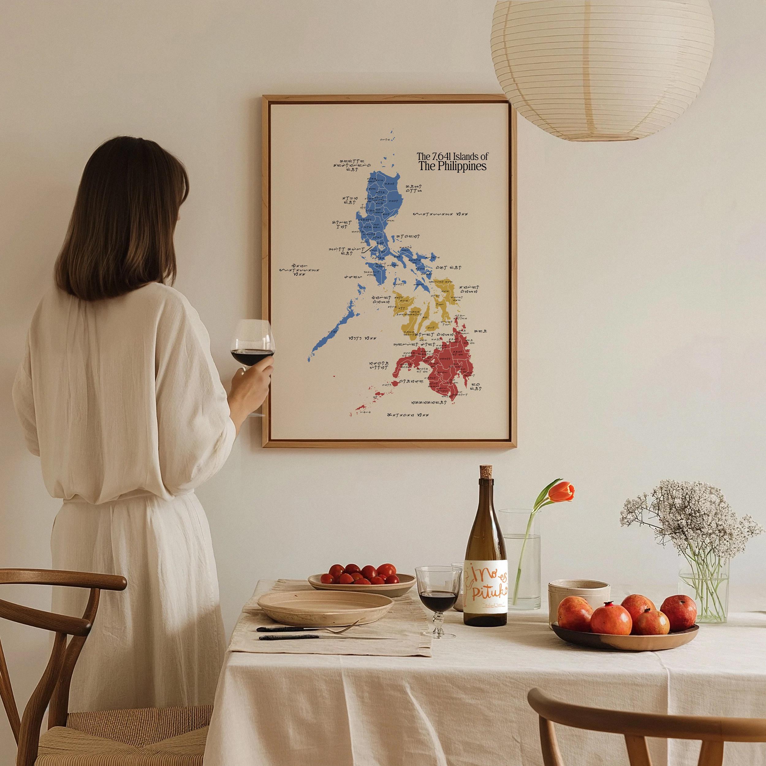 Philippines Map Baybayin Printable Poster, Philippines Art Print ...