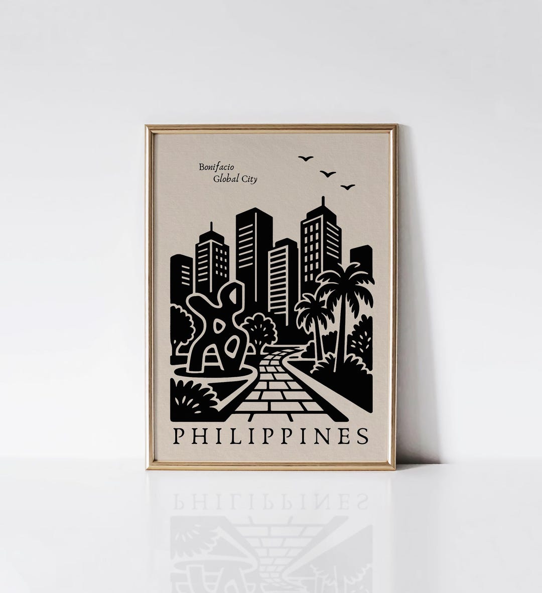 BGC Philippines Poster – Modern City Wall Art Printable, Boho Minimal ...