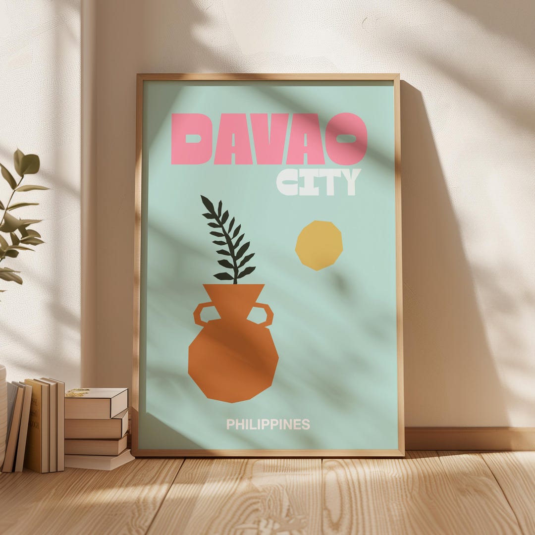 Davao City Travel Poster, Philippines Printable Art, Filipino Preppy ...