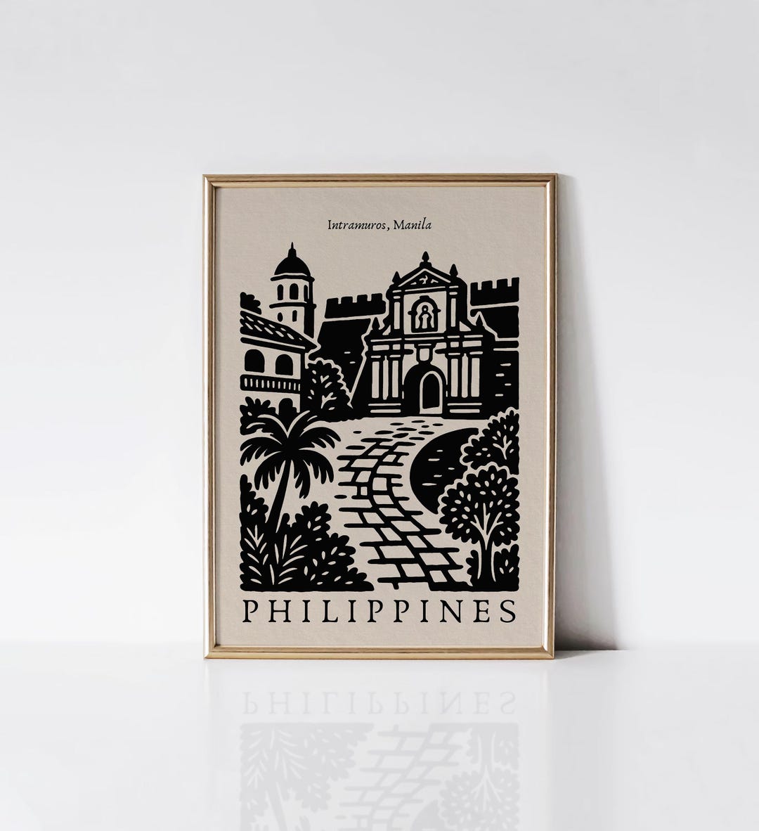 Intramuros Manila Poster Printable – Boho City Wall Art, Minimalist ...
