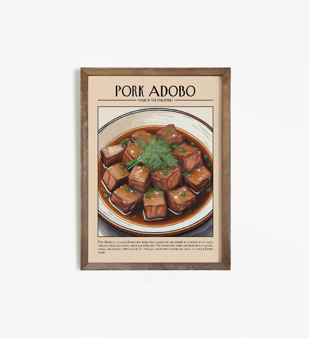 PORK ADOBO Filipino Food Print, Vintage Philippines Poster, Asian ...