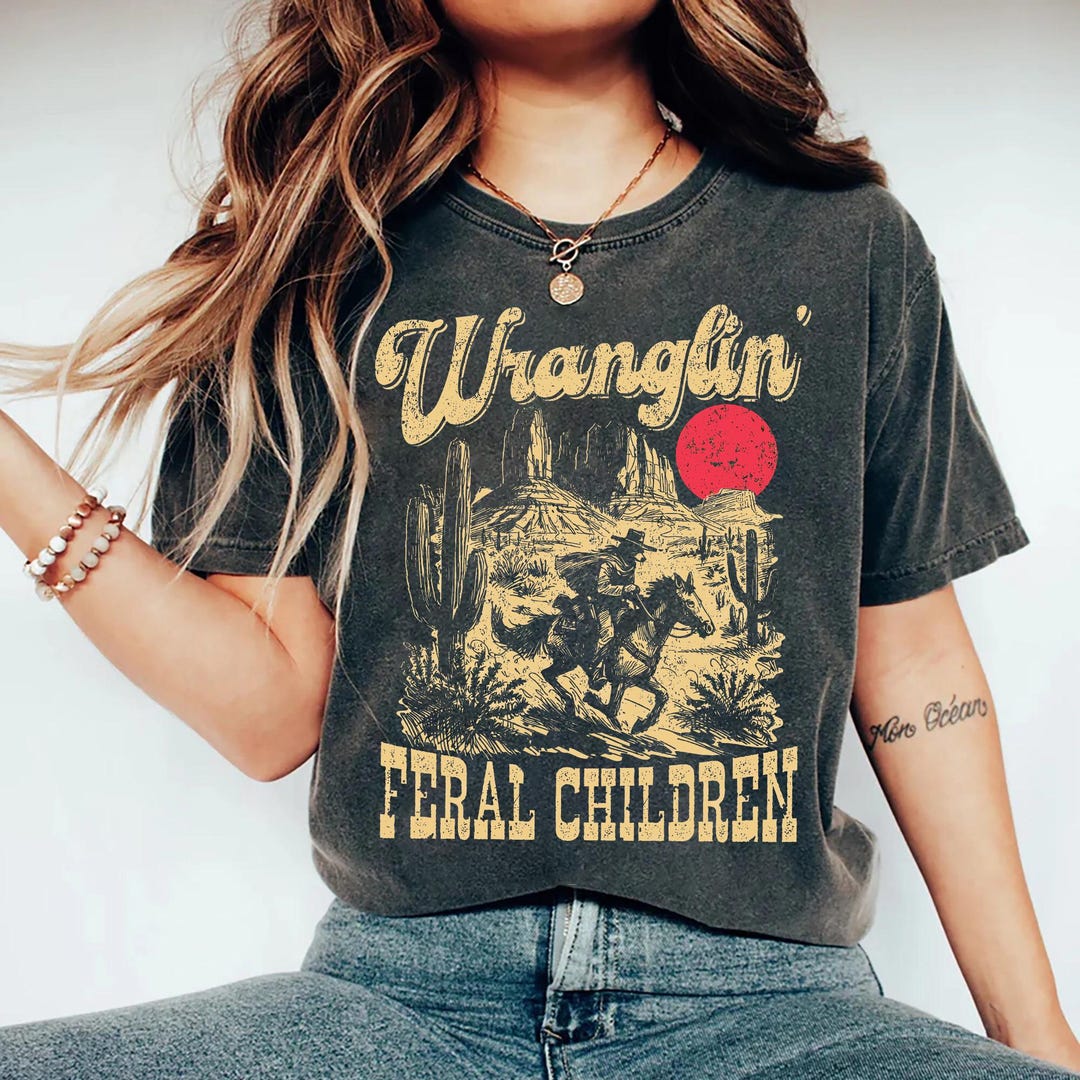 Wranglin' Feral Children Raccoon 90s Western Graphic Shirt, Vintage ...