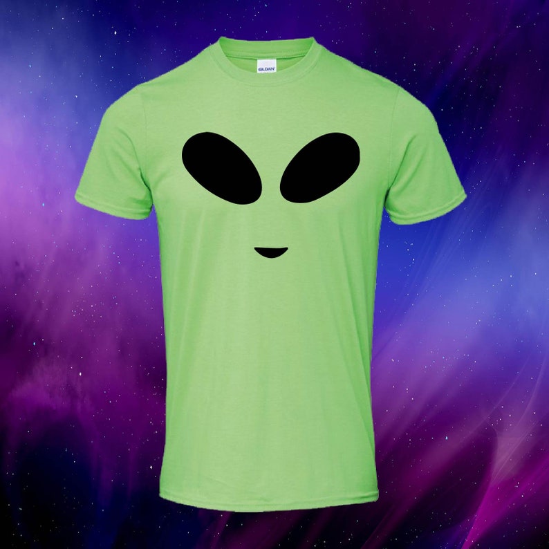Alien Face Eyes Funny Halloween Spooky UFO Unisex Kids/adults Top T ...