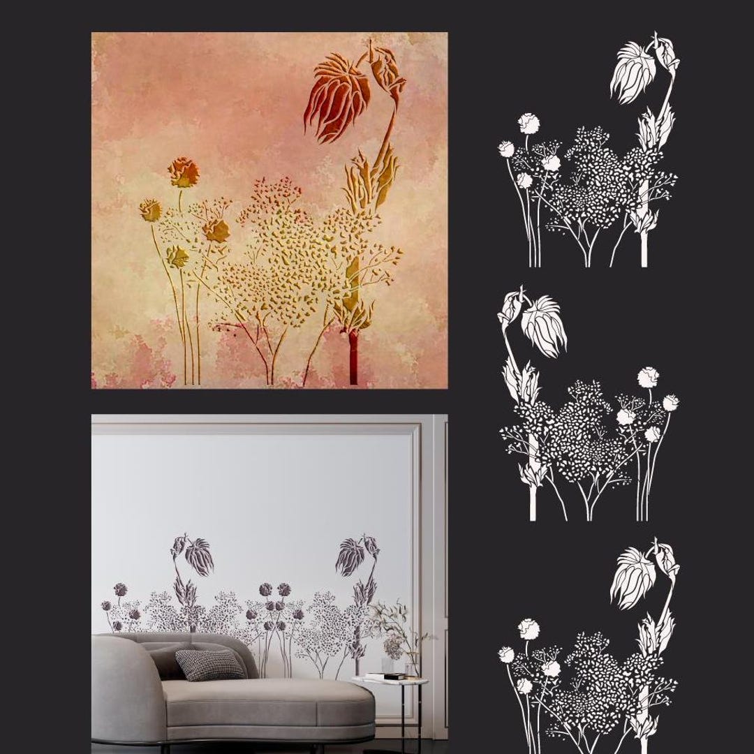 Floral Stencil for Furniture Wall Leaf Stencils for Crafts Moving Gift ...