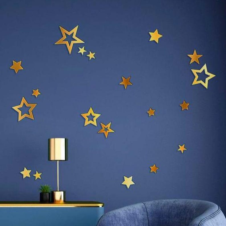 Stars Mirror Wall Panels: Acrylic Mirror Tiles & Art Wall Decor - Etsy