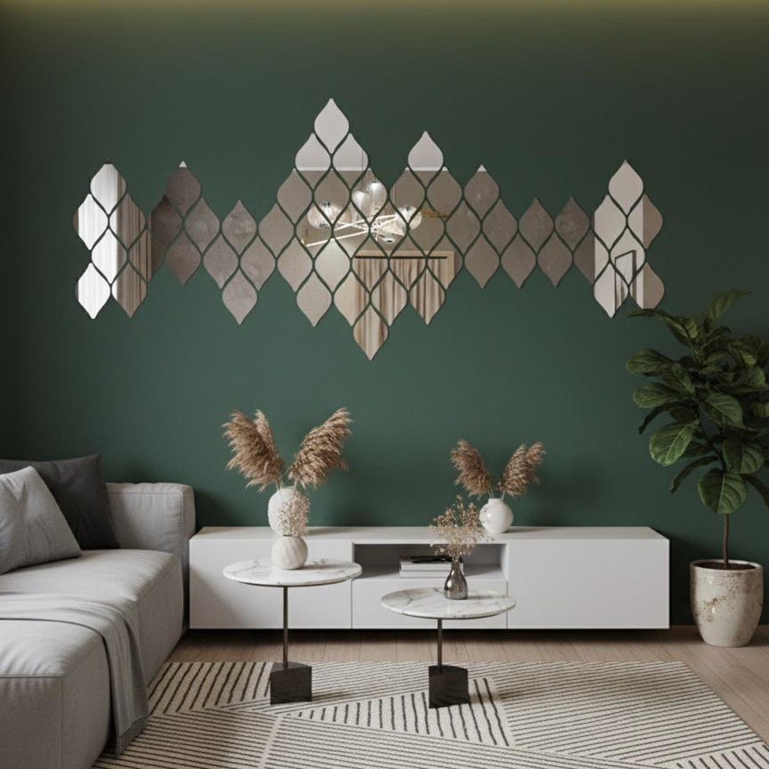 Mirror Rhombus Panelling Mirror Wall Art Stickers Wall Molding Acrylic ...