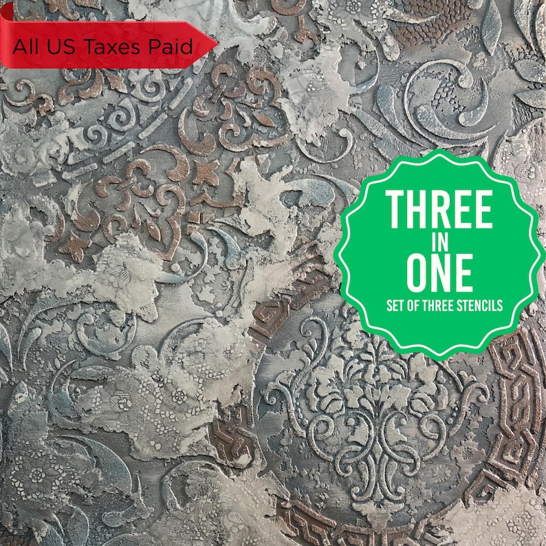Stencil Set, Extra Large Stencil, Plaster Wall Stencils, Vintage ...