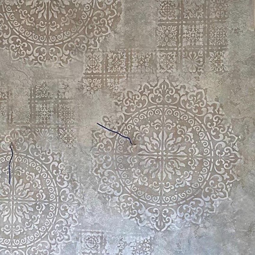 Stencil Set Textured Wall Art Large DIY Stencil Damask Stencil Gift for ...