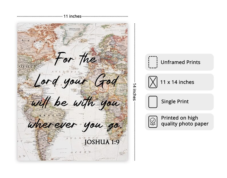 Posterizer 1 Pcs - Joshua 1:9 Bible Verse - the God Will Be With You ...