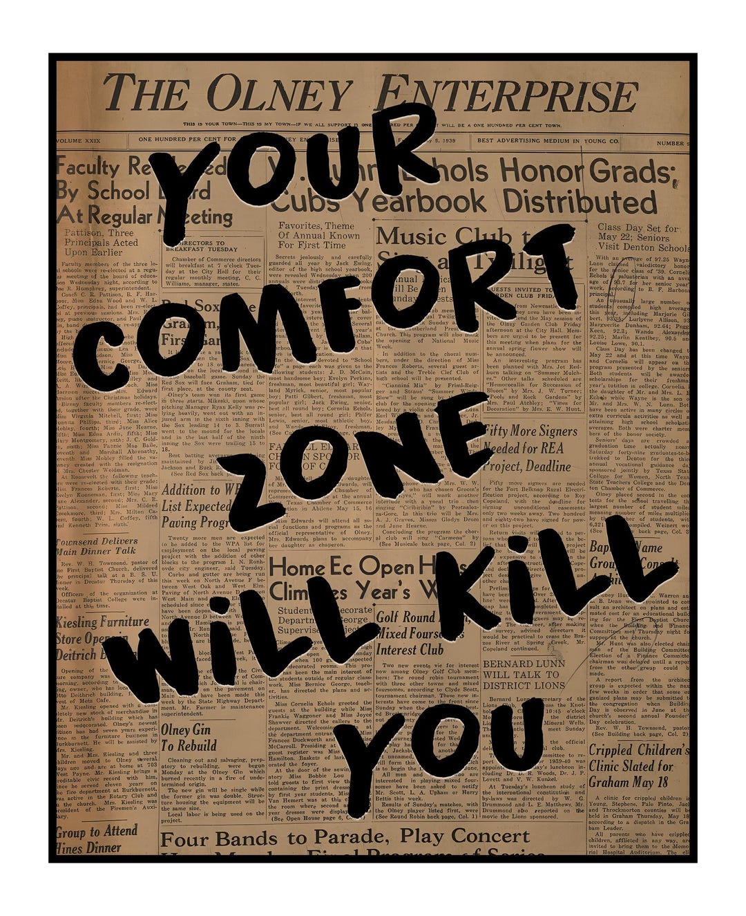 Posterizer 1 Pcs - Retro Dictionary Print - Your Comfort Zone Will Kill ...