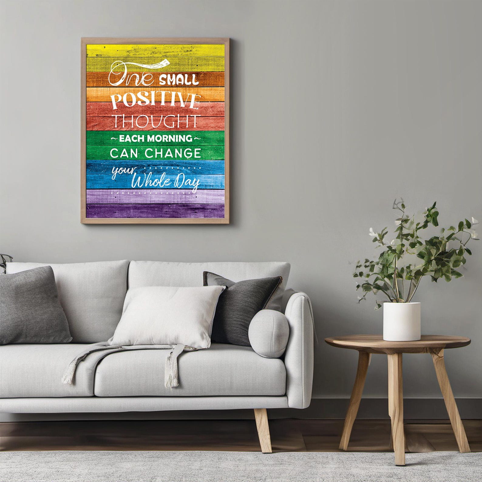 Posterizer 1 Pcs - One Small Positive Thought - Rainbow Quote ...