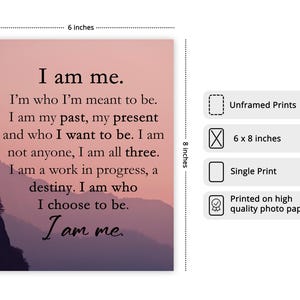 Posterizer 1 Pcs I Am Me I'm Who I'm Meant to Be Quotes and Poems ...