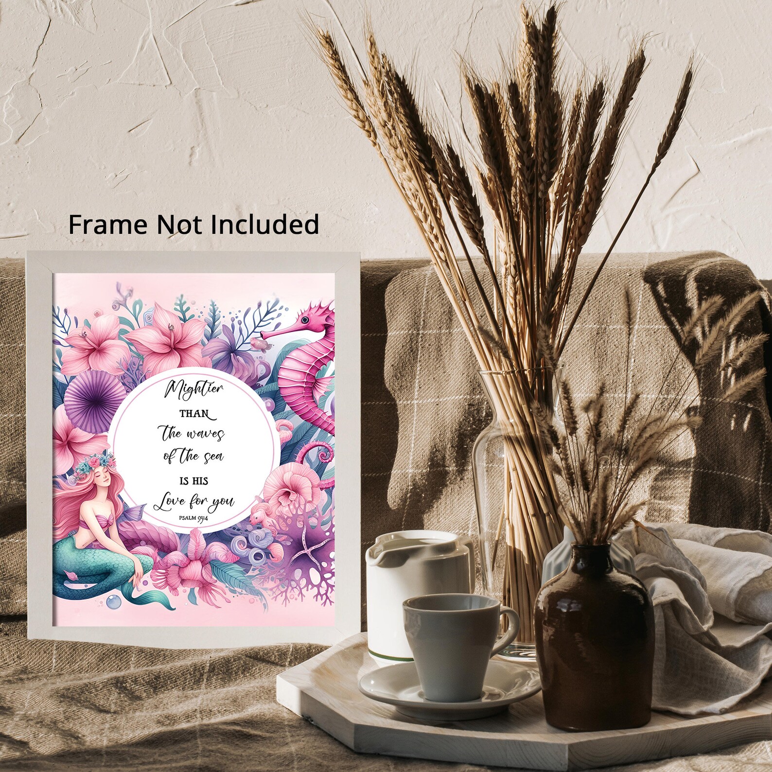 Posterizer 1 Pcs Girly Mermaid Bible Verse Art Psalm 93: 4 Kids Room ...