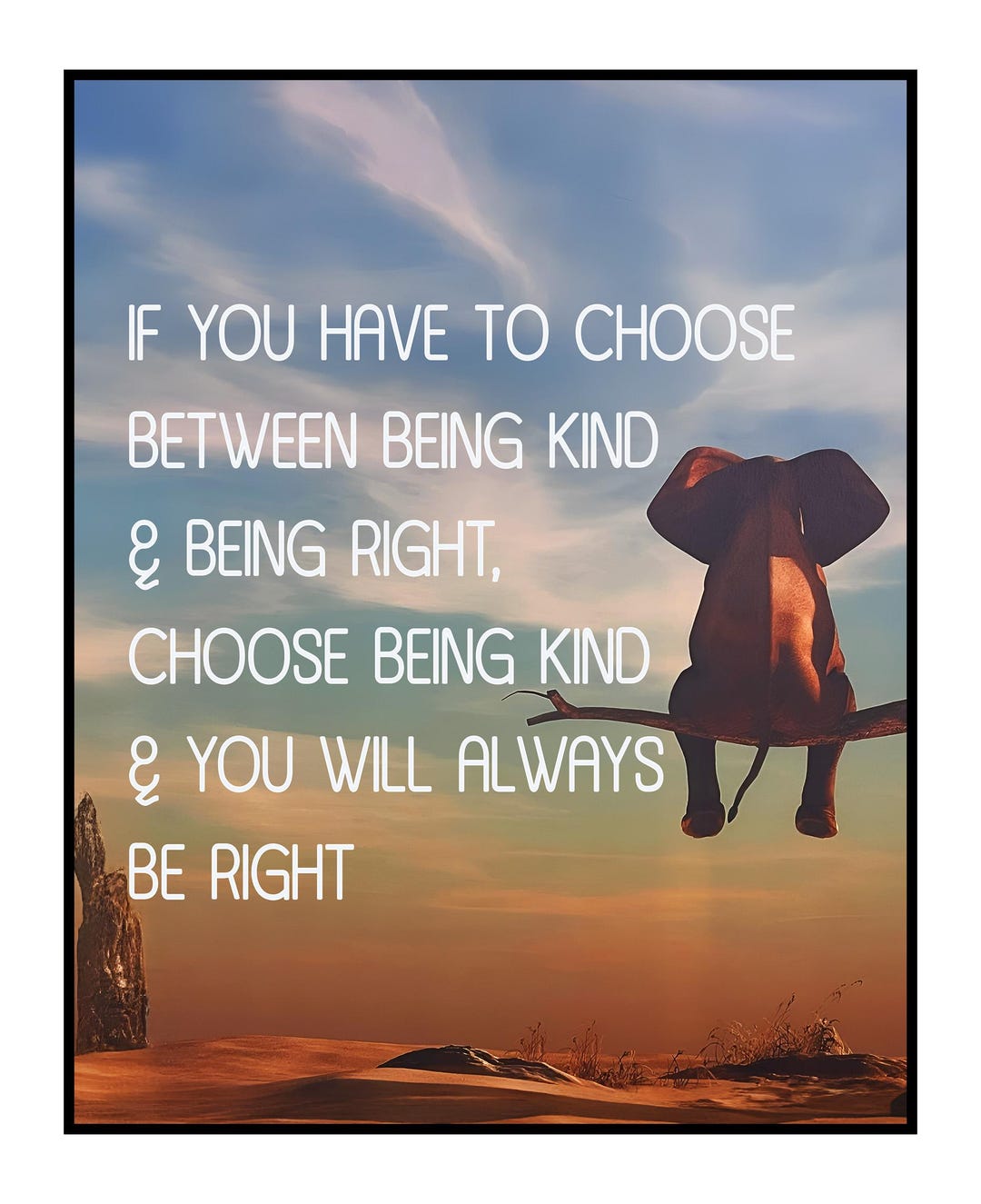Posterizer 1 Pcs - Choose Being Kind - Cute Elephant Poster ...