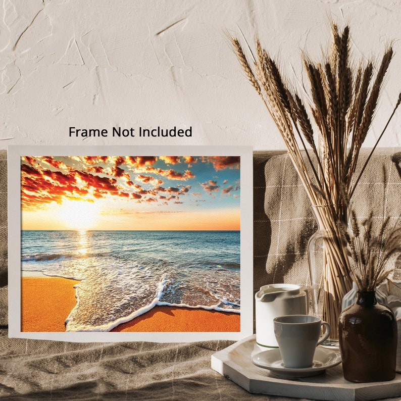 Posterizer 1 Pcs Beautiful Beach Sunrise Over the Sea Landscape ...