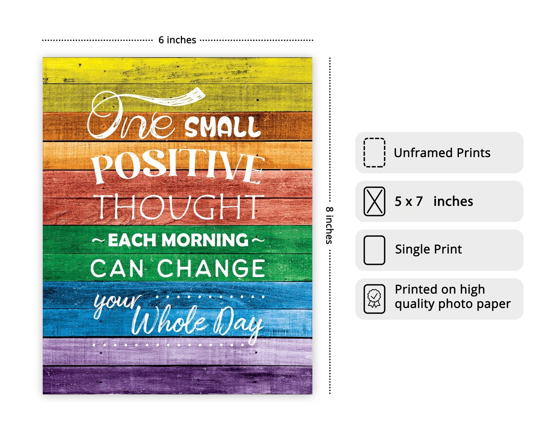 Posterizer 1 Pcs - One Small Positive Thought - Rainbow Quote ...