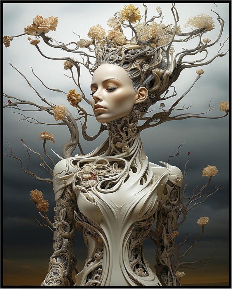 Posterizer 1 Pcs - Woman Transforms Into Floral Form - Abstract Modern ...