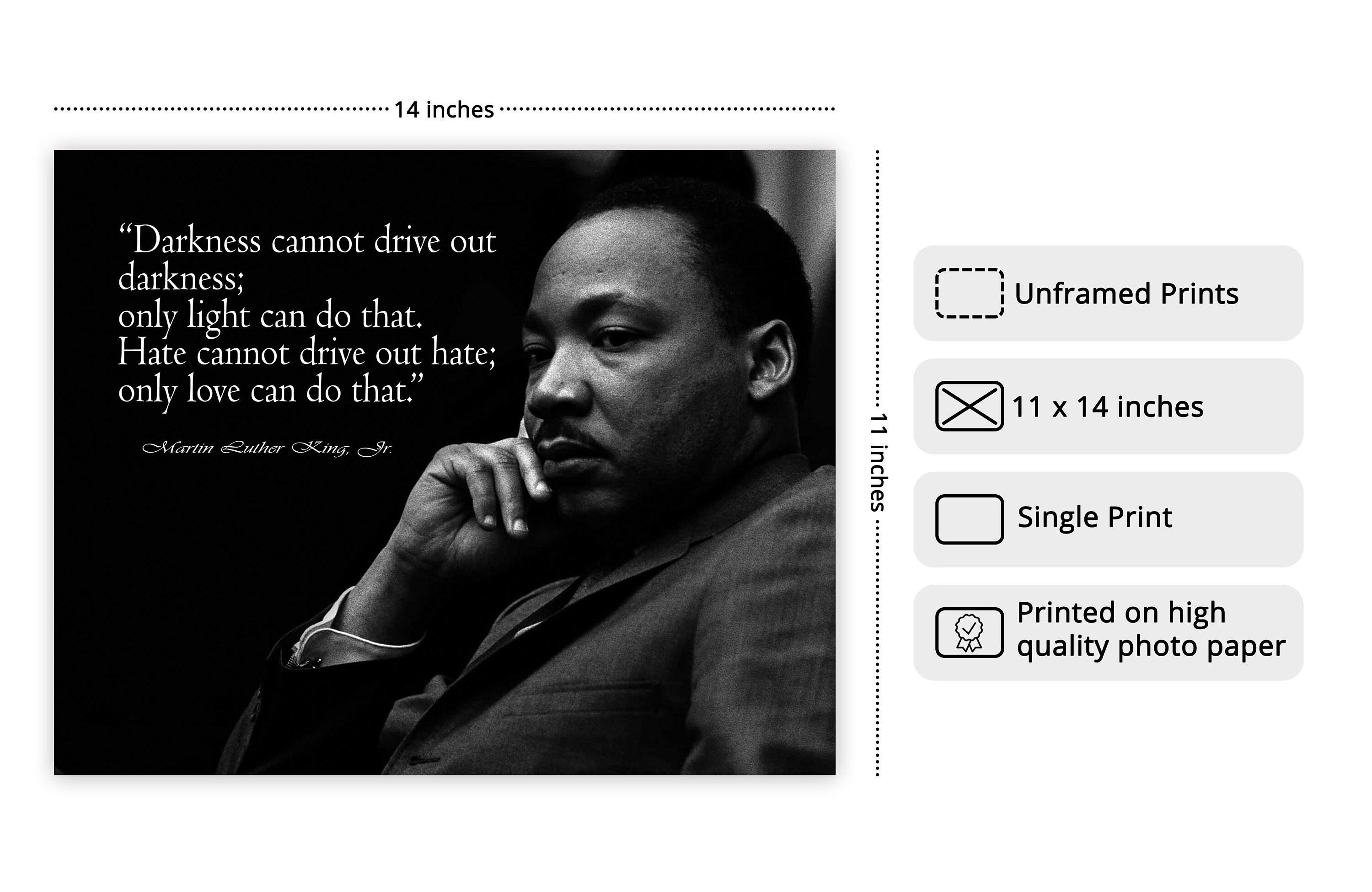 Posterizer 1 Pcs Darkness Cannot Drive Out Darkness-martin Luther King ...