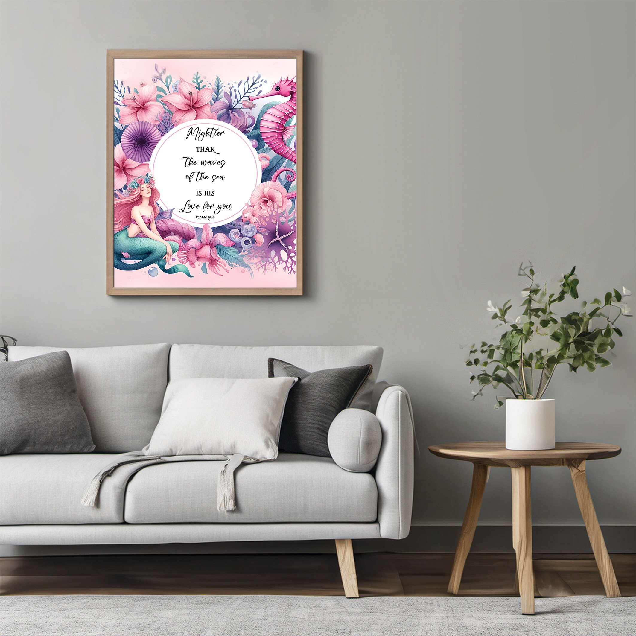 Posterizer 1 Pcs Girly Mermaid Bible Verse Art Psalm 93: 4 Kids Room ...