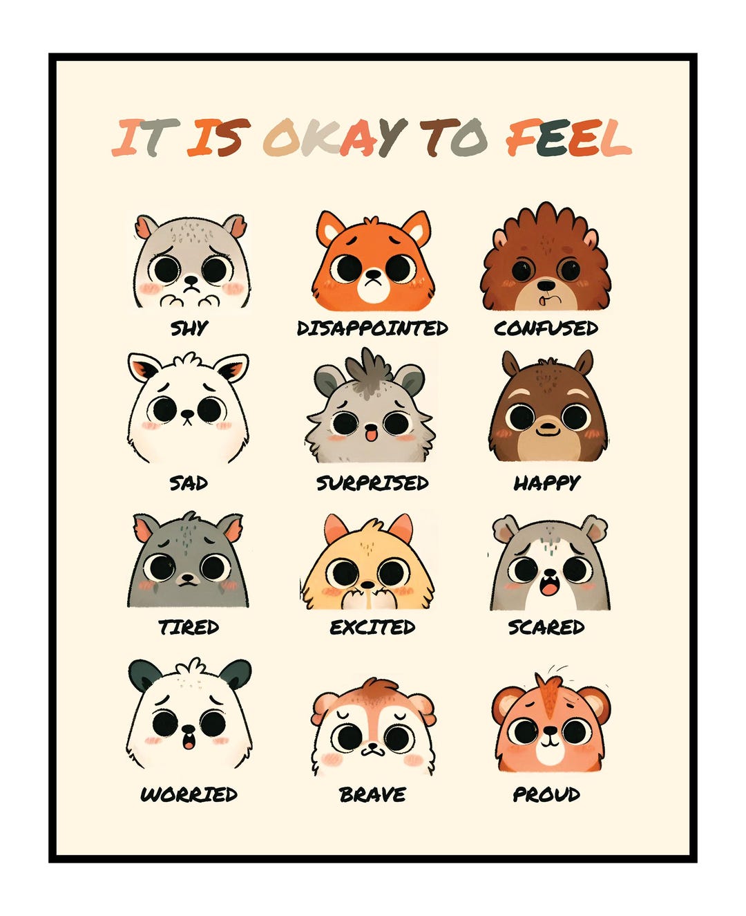 Posterizer 1 Pcs - Mental Health - Emotions With Cute Animals - Kids ...