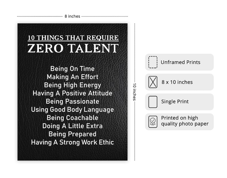 Posterizer 1 Pcs - 10 Things That Require Zero Talent - Motivational ...