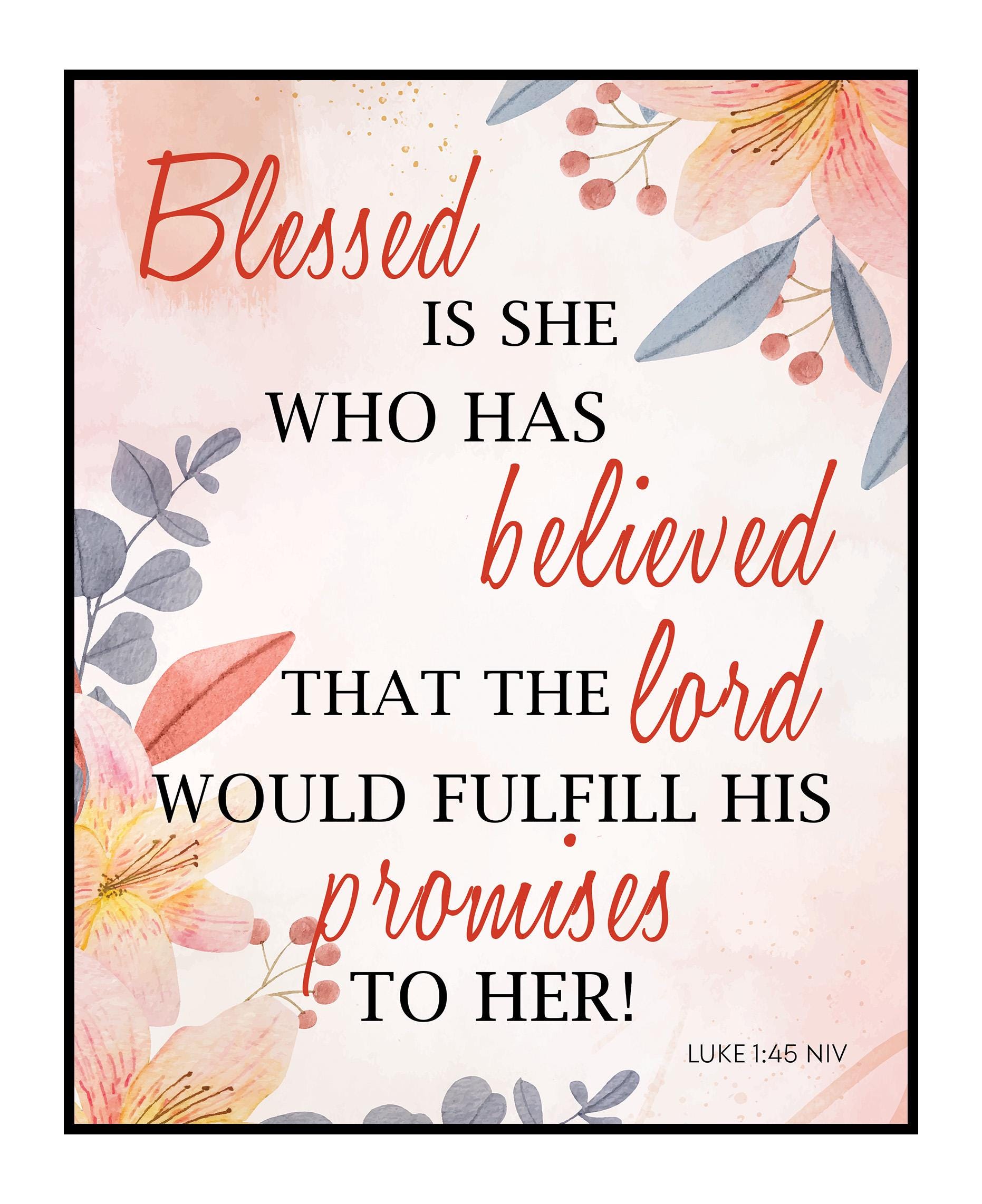Posterizer 1 Pcs - Blessed is She Who Believed Lords Promises - Bible ...