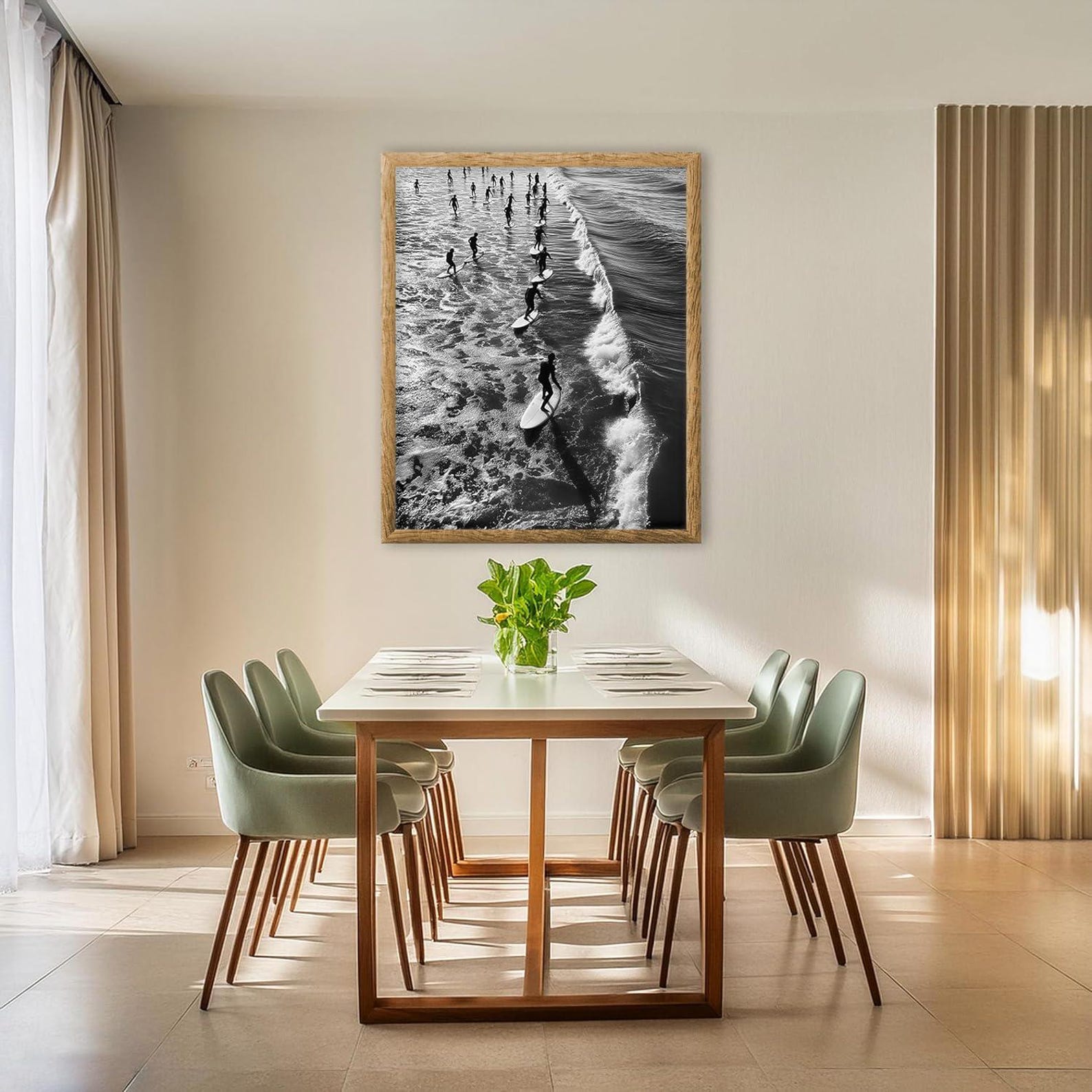 Posterizer 1 Pcs - Black and White Vintage Photo Style Art - Surfing at ...