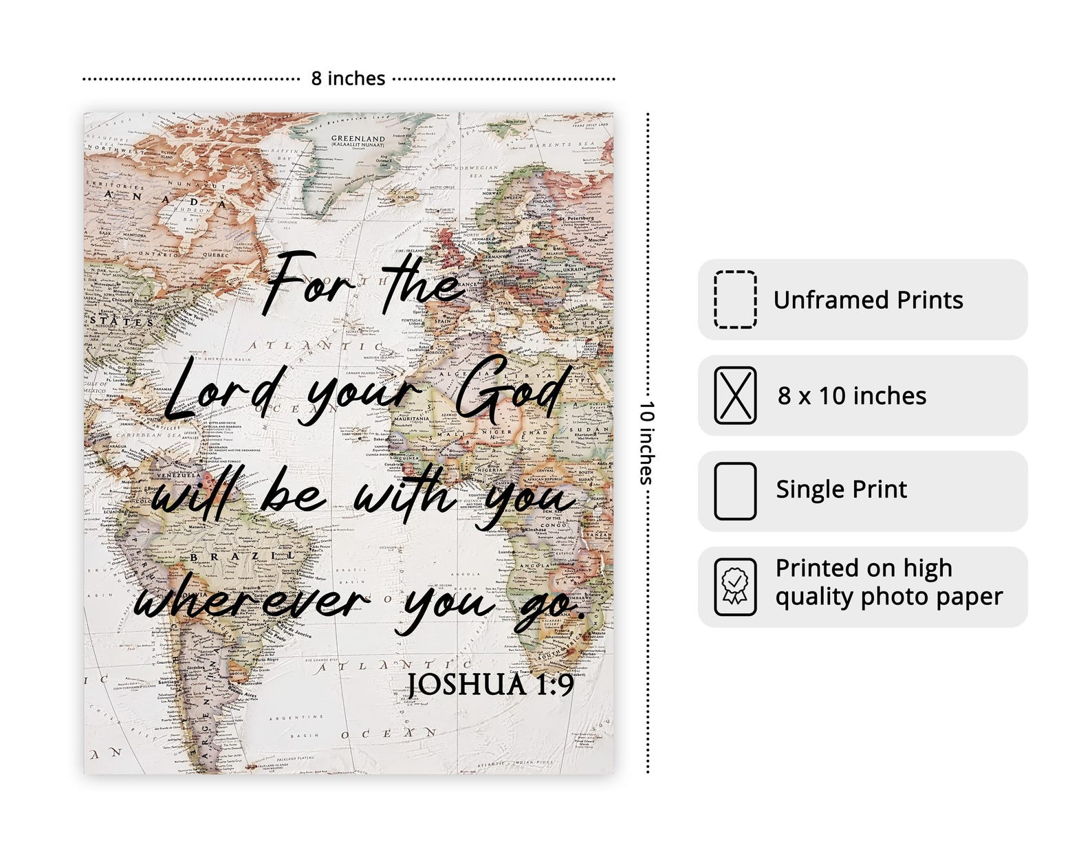 Posterizer 1 Pcs - Joshua 1:9 Bible Verse - the God Will Be With You ...