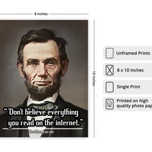 Posterizer 1 Pcs - Don't Believe Everything - Abraham Lincoln - Funny ...