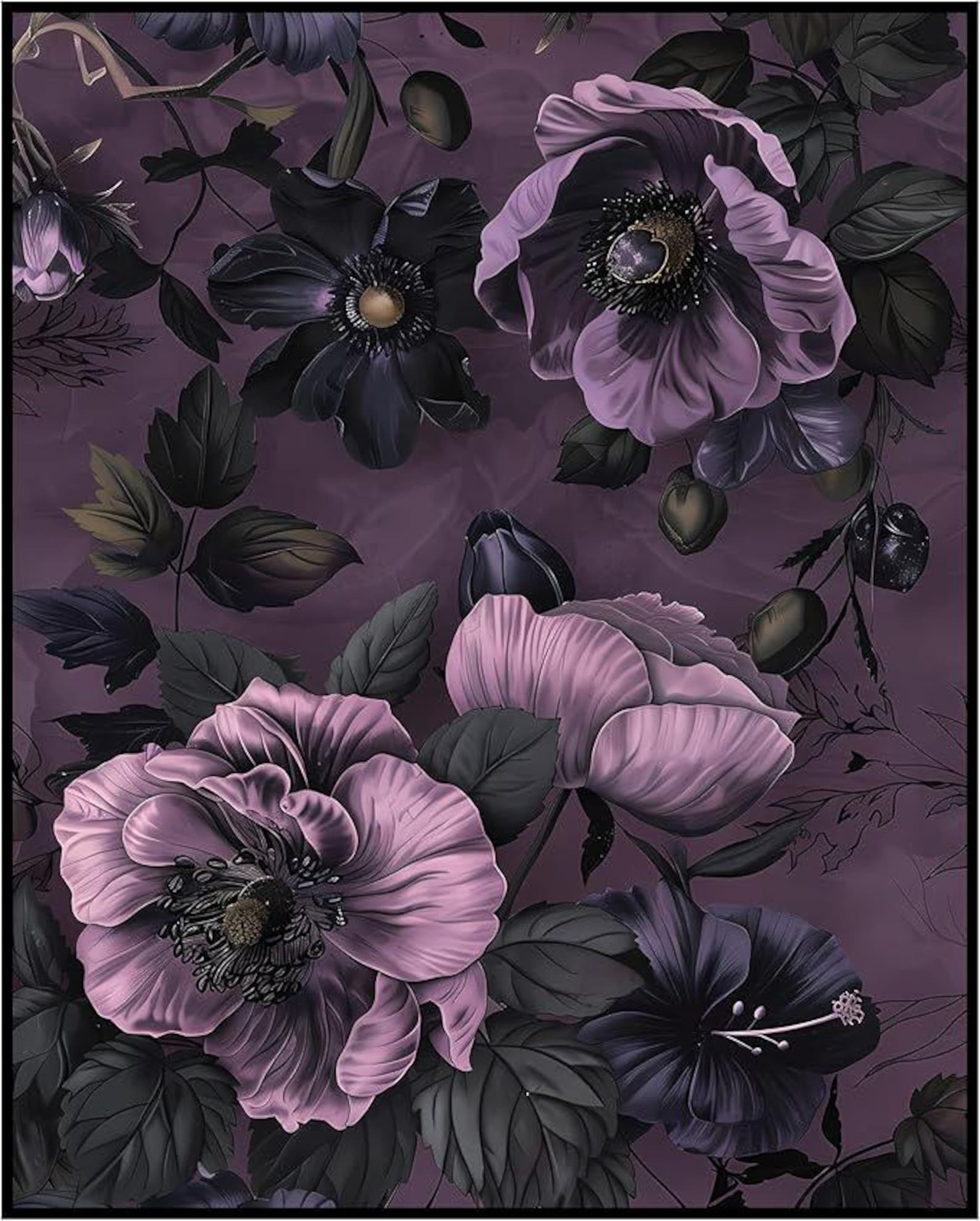 Posterizer 1 Pcs - Wild Purple Flowers and Background - Ferly Chic Art ...