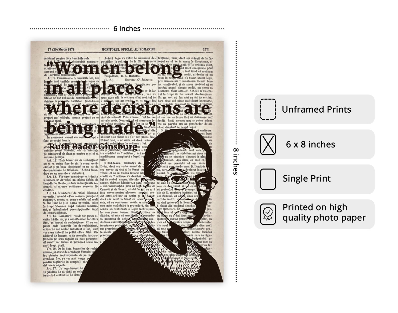 Posterizer 1 Pcs - Ruth Bader Ginsburg - Women Belong - Quotes and ...