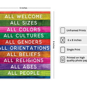 Posterizer 1 Pcs Welcome Poster for All - Gay LGBTQ Art - Motivational ...